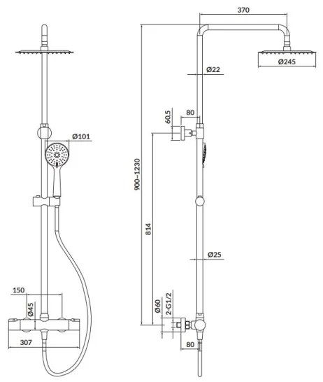 Cersanit S951-340 - Sprchová sada s termostatickou baterií CITY lesklý chrom