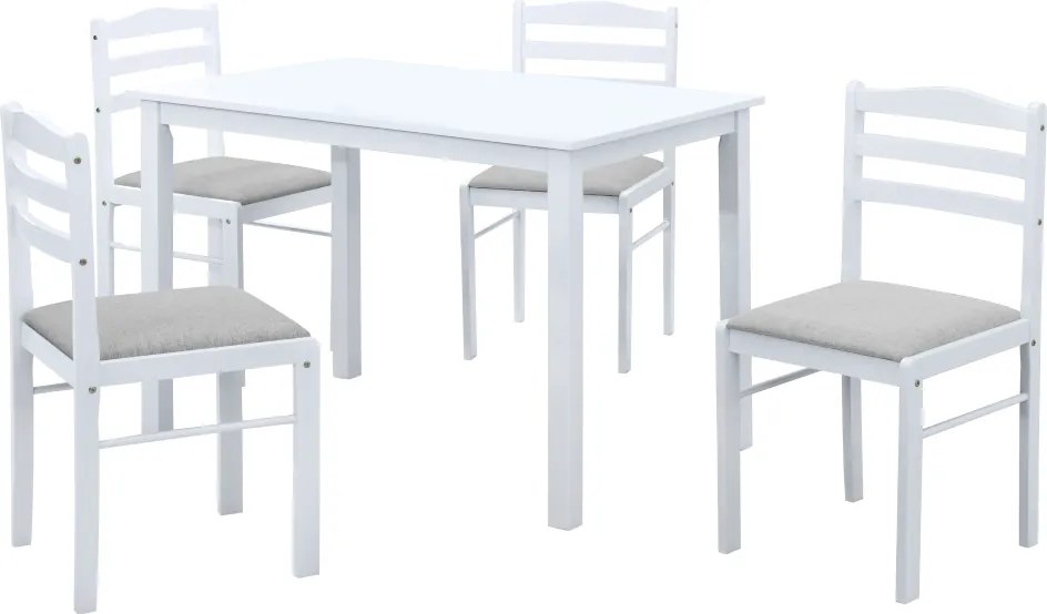 Jídelní set 1+4, bílá/béžovošedá, SOMIN