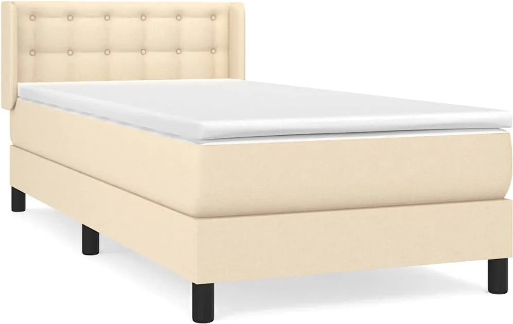 Box spring postel s matrací krémová 90x200 cm textil 3130006