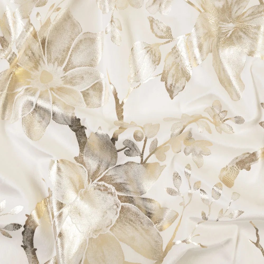 Biante Velký sametový obdélníkový ubrus Isabela Flower IBL-022 Zlaté květy na smetanovém 240x300 cm