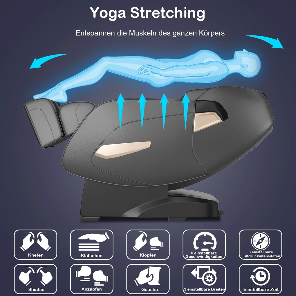 Costway Elektrické masážní křeslo nastavitelné shiatsu křeslo černé