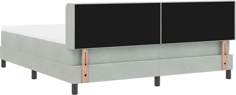 Postel s boxspringem s čelo Světle šedá 200 x 180 cm samet 3341426