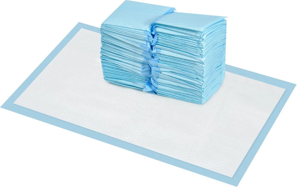 PawHut Podložky pro psy, 100 kusů, 45x60 cm, tréninkové podložky s 6-vrstvým designem a rychleschnoucím nepromokavým povrchem, modré | Aosom