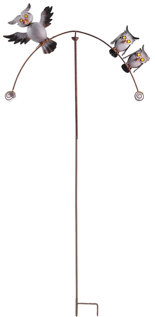 Zapichovací zahradní dekorace Balance Owl, 138 cm, kov, vícebarevná