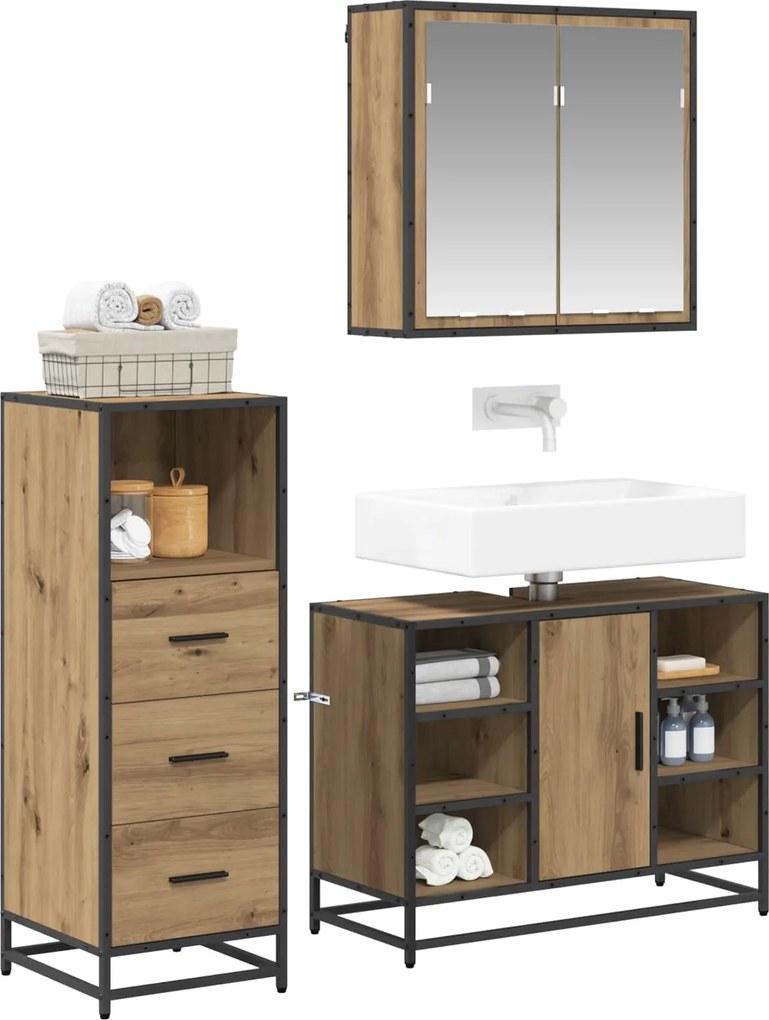 Sada koupelnového nábytku 3 ks Artisanový dub 80 x 33 x 60 cm 3402525