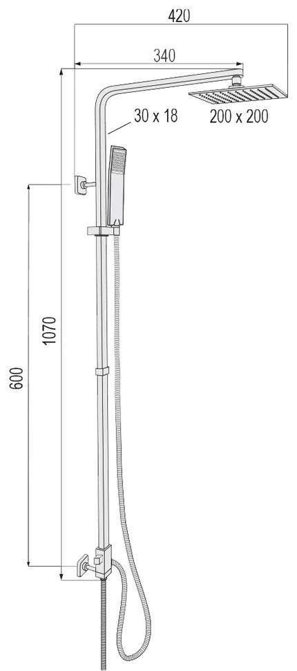 Mereo Quatro sprchová souprava nerezová hlavová sprcha a jednopolohová ruční sprcha pochromovaná mosaz chrom CBQ60101SKN