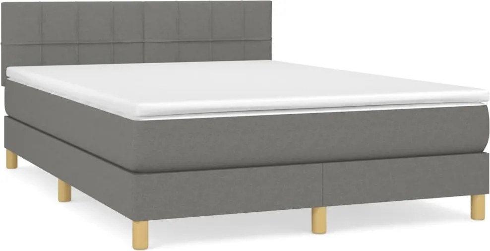 Box spring postel s matrací tmavě šedá 140x200 cm textil 3140618