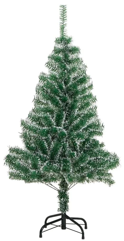 Umělý vánoční stromek se 150 LED a sadou koulí zasněžený 120 cm