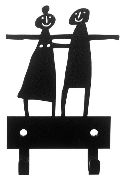 Kovový věšák na zeď  Couple black 12x8,5, Bengt &amp; Lotta Švédsko