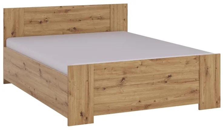 Manželská postel BONO + rošt, 160x200, dub artisan + sendvičová matrace BOHEMIA 16 cm