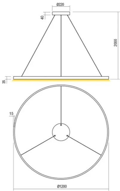 Závěsné led svítidlo Redo Febe Barva: Matt Gold 3000K, Ø - Průměr: 60 cm