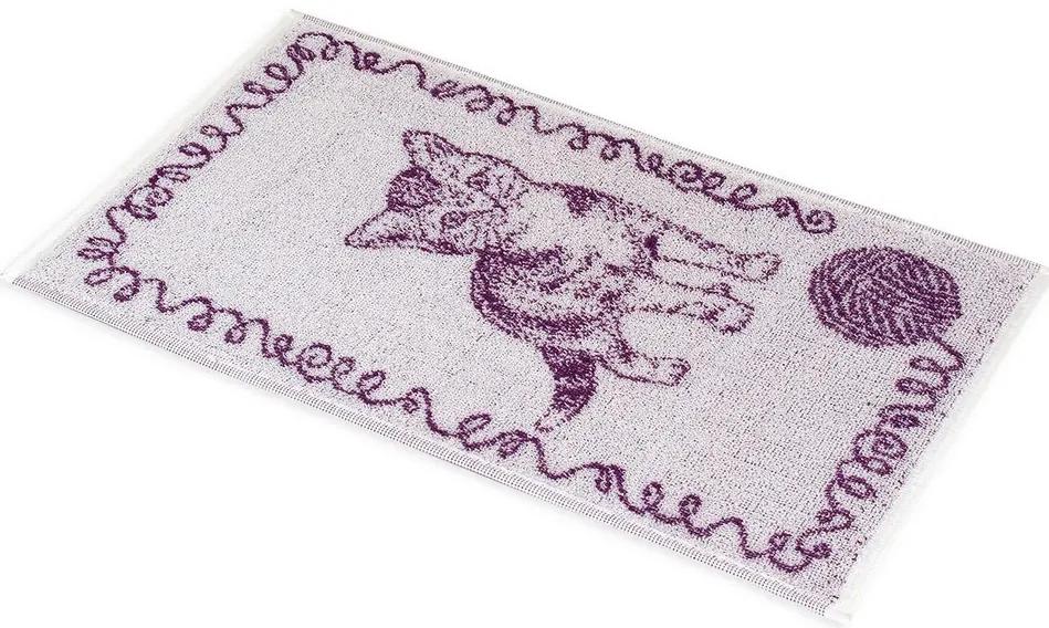 Vesna | Dětský žakárový ručník KOČIČKA 28x50 cm fialová