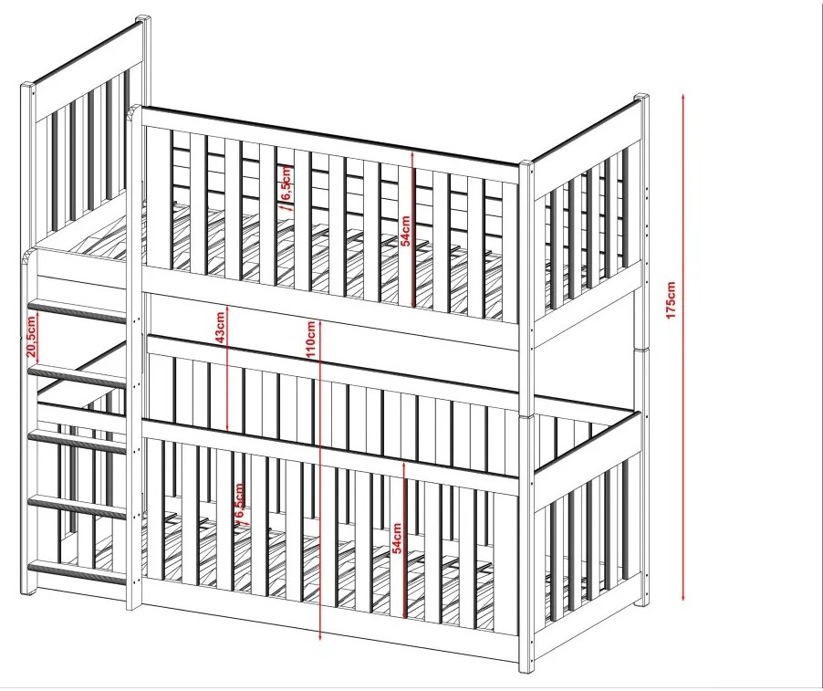 Legno Dětská patrová postel Karel borovice Rozměr (cm): 80x160