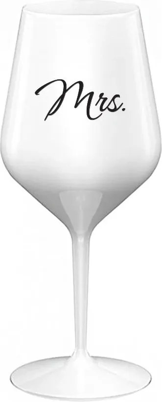 MRS. - bílá nerozbitná sklenice na víno 470 ml