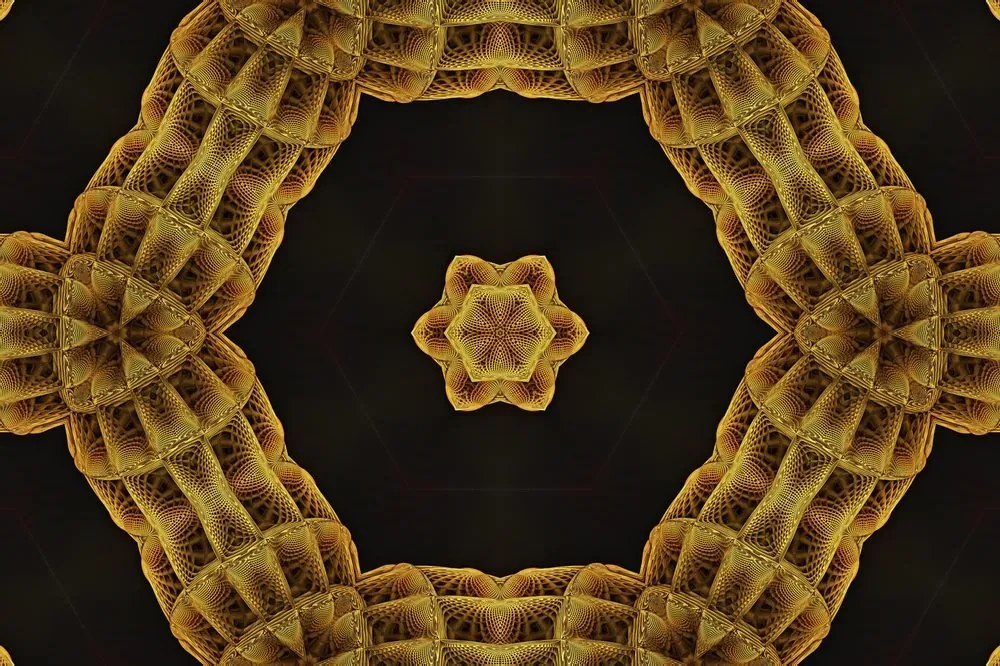 Samolepící tapeta zajímavá zlatá Mandala - 225x150 cm