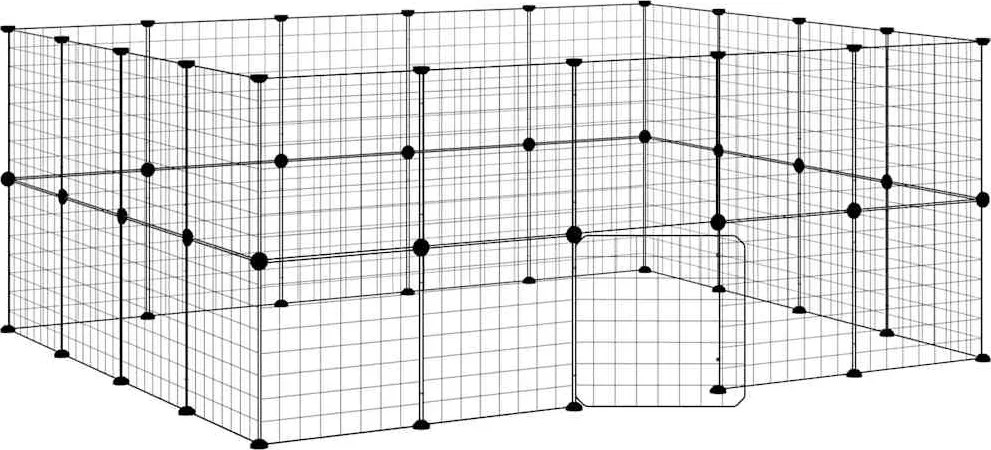 36panelová ohrádka pro zvířata s dvířky černá 175 x 140 x 70 cm ocel 3114039