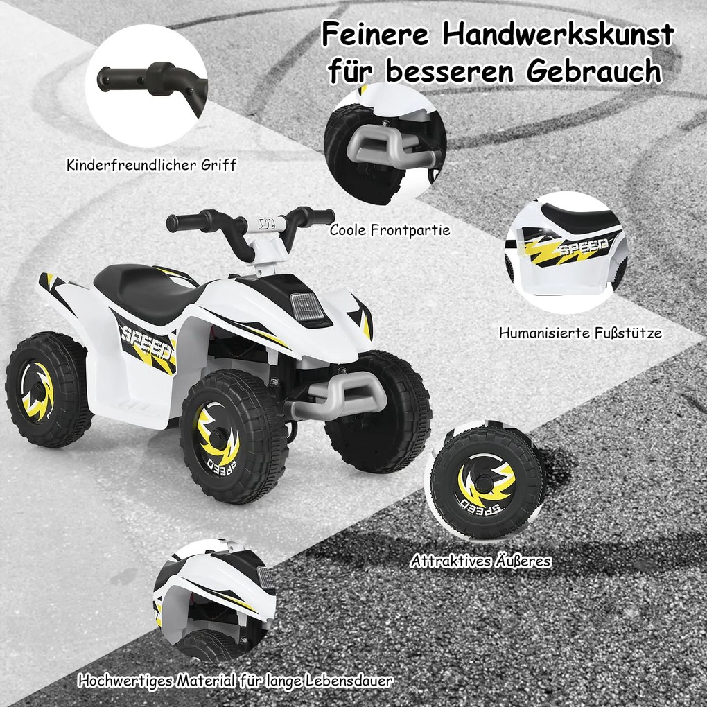 Costway 6 V baterie Quad Mini Quad pro batolata – 73 × 40 × 44,5 cm, bílý
