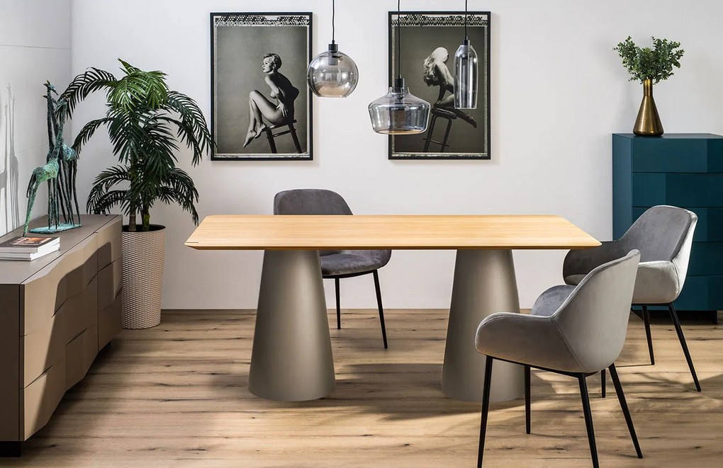 OnaDnes -20% Dubový jídelní stůl Marco Barotti 180 x 90 cm s matnou stříbrnou podnoží