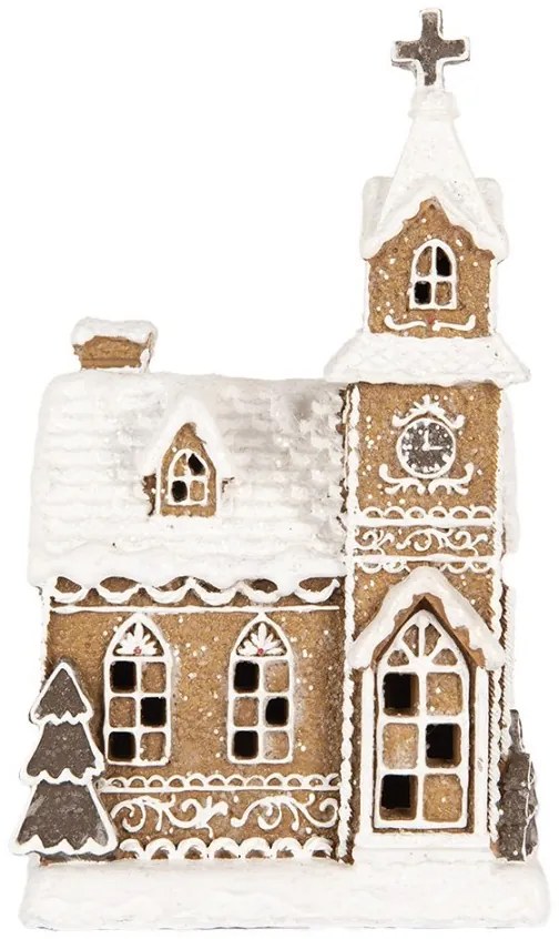 Vánoční perníková dekorace kostel Gingerbread House Led - 14*12*23 cm