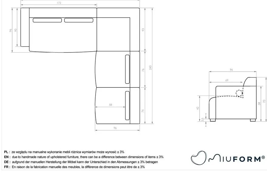 Světle šedá rohová pohovka (pravý roh) Flex Felix – Miuform