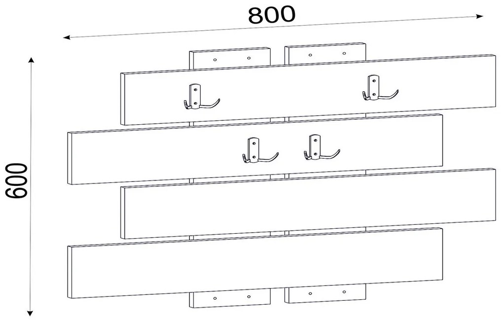 Nástěnný věšák HAVSA bílá/ořech