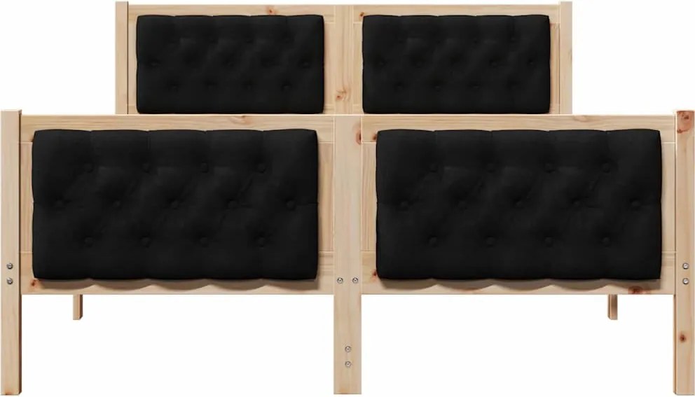 Rám postele s čelo Černá 140 x 200 cm Masivní borové dřevo 3394290
