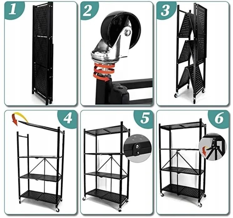 Skládací regál AZIONE 72x127 cm černý