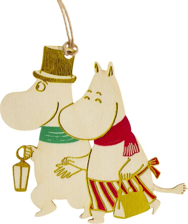 Vánoční dekorace Moominmamma & Moominpappa, překližka