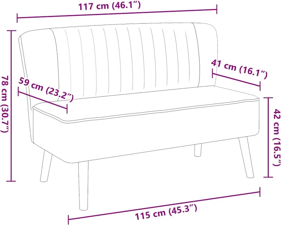 Pohovka textil 117 x 55,5 x 77 cm modrá 244072