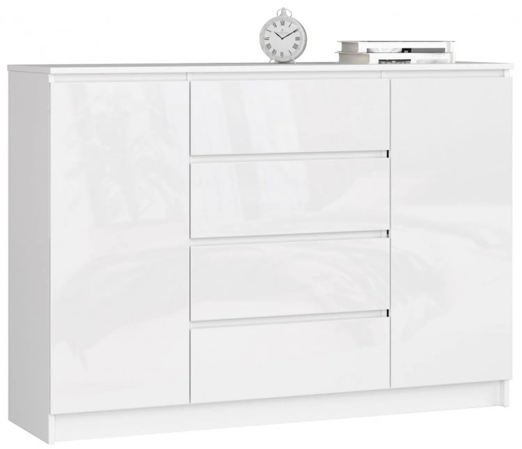 Komoda K140 2D4SZ bílá lesk
