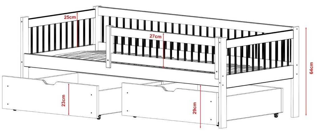Legno Dětská postel Edi borovice Rozměr (cm): 90x190