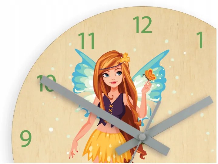 M.Clock Dětské nástěnné hodiny elf 30x30cm hnědé