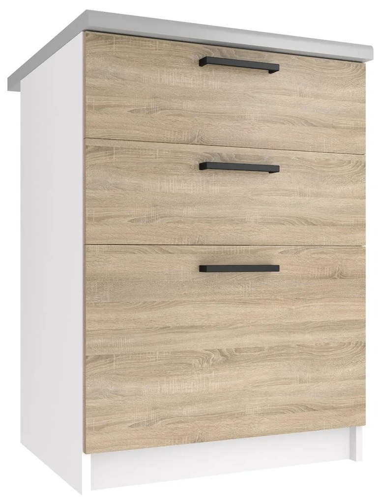 Kuchyňská skříňka Belini spodní se zásuvkami 60 cm dub sonoma s pracovní deskou  TOR SDSZ60/1/WT/DS/0/B1