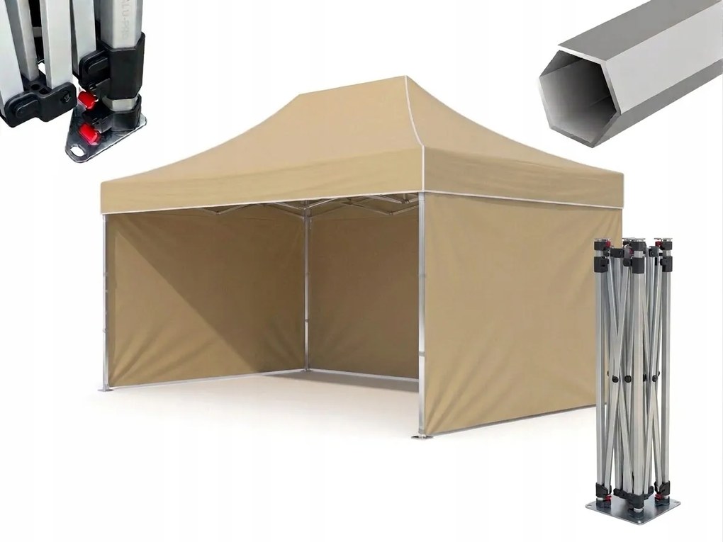 TRENDIE Hliníkový nůžkový stan 3x4,5m béžový