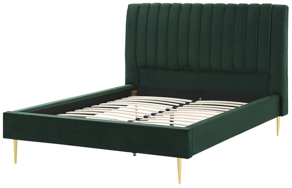 Sametová postel 140 x 200 cm zelená MARVILLE Beliani