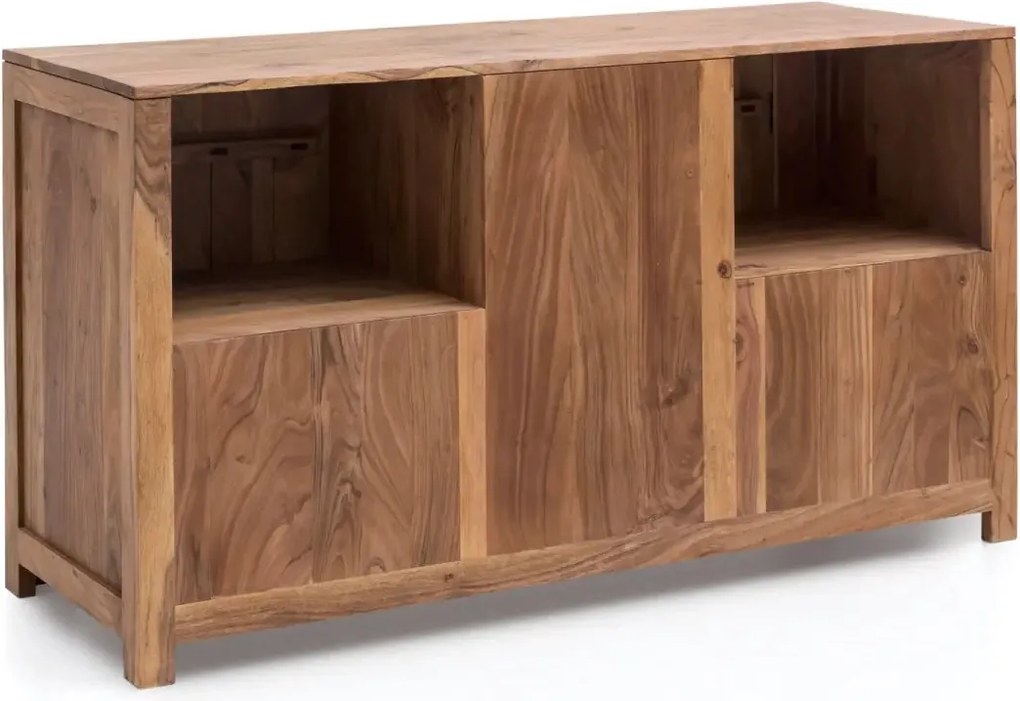 furniture-nabytek.cz - Koupelnový set Osvaro akácie - Černé kovové úchytky