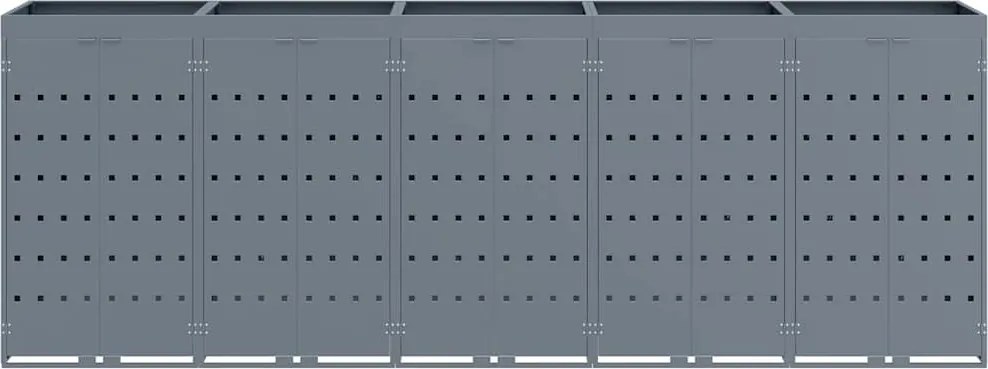 vidaXL Úložný box na 5 popelnic Světle šedá 340 x 77,5 x 121,5 cm [3394751]