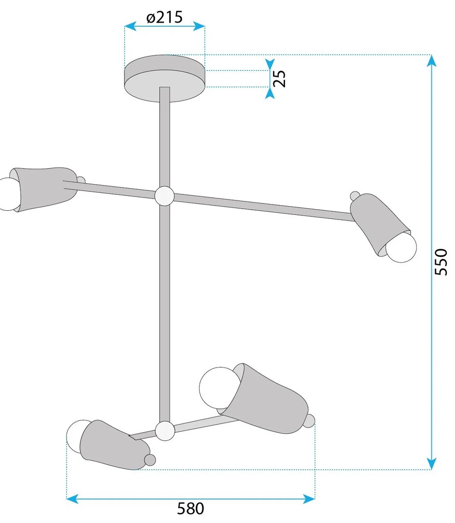 Toolight Závěsné osvětlení Modern D19 APP1708-4CP černé, zlaté