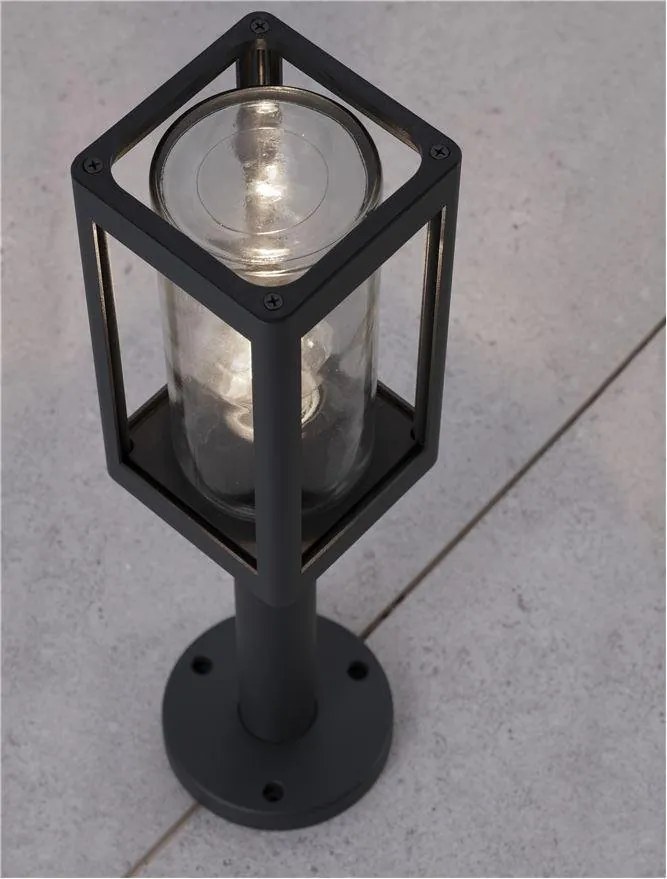 NV 9060193 Venkovní sloupkové svítidlo FIGO tmavě šedý hliník a čiré sklo E27 1x12W 220-240V bez žárovky IP54 - NOVA LUCE
