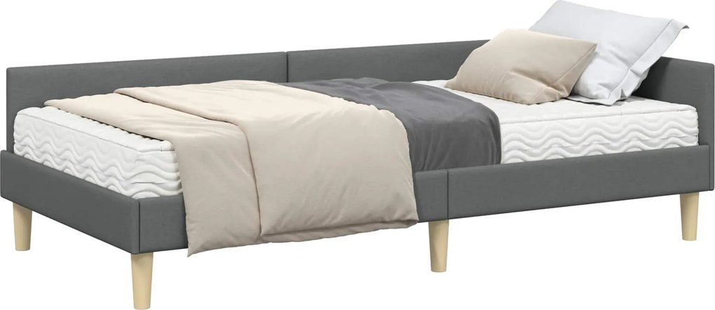 Rohový rám postele s matrací Jiný s čelo 2 ks Šedá textil 3393678