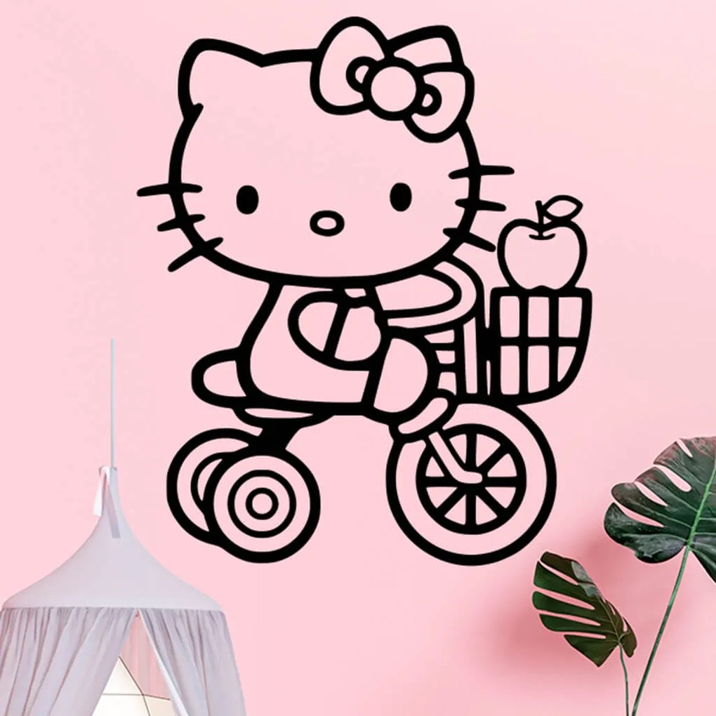 Živá Zeď Samolepka na zeď Kočička Hello Kitty Barva: černá
