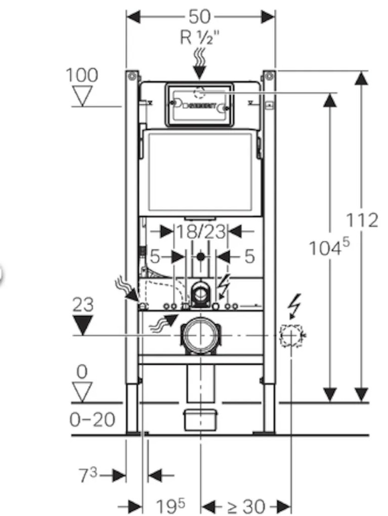 Geberit Geberit, závěsný set pod omítku Duofix Delta + závěsná WC mísa Desna s toaletním sedátkem z duroplastu, Vortex splachování, bílá lesklá, LAV-SETDESNAGEB