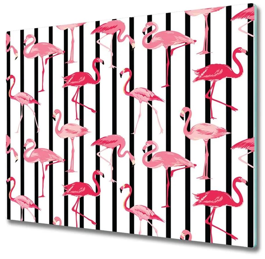 Skleněná krájecí deska Flamingos pruhy 60x52 cm