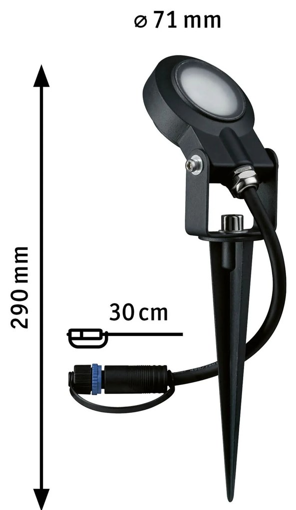 Paulmann 94728 Plug&Shine Sting, zahradní reflektor 6W LED 2200K, antracit, IP67