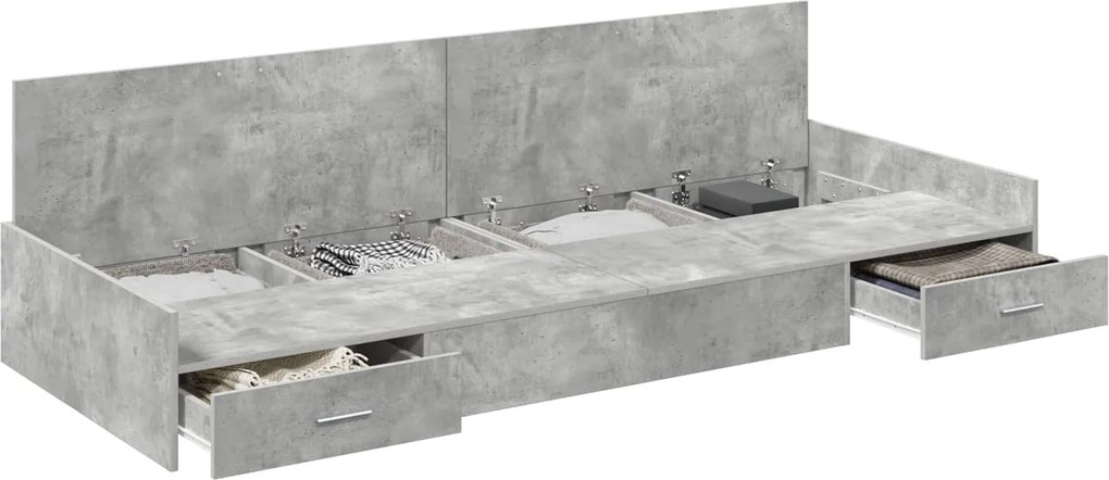Rám postele s čelo Betonově šedá 100 x 200 cm Kompozitní dřevo 3335224