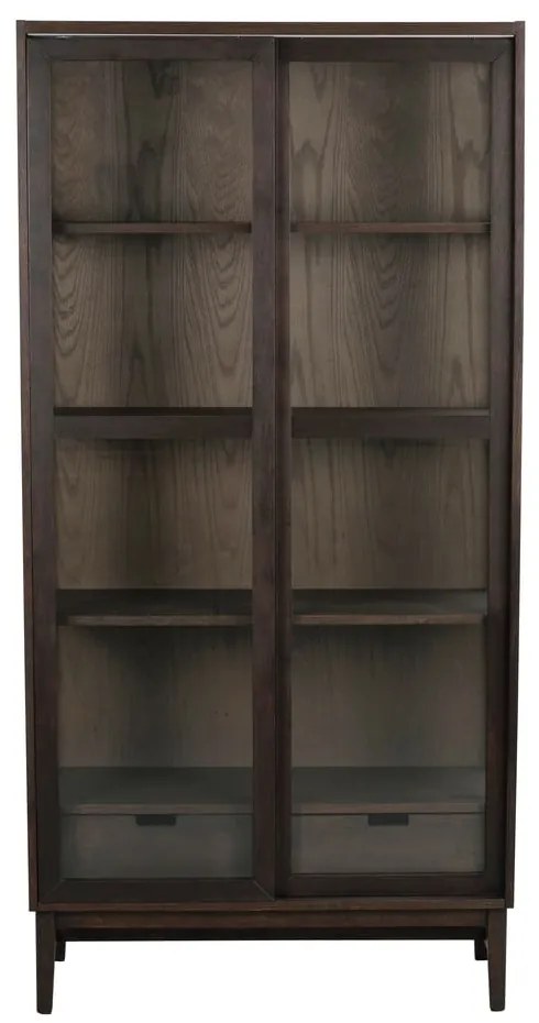 Hnědá vitrína v dekoru dubu s posuvnými dveřmi 100x203 cm Hazelton – Rowico