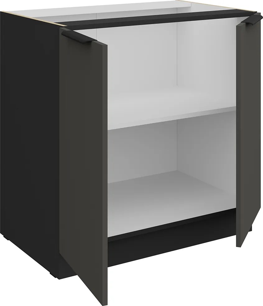 ARIA pe | dolní skříňka 80 D 2F policová | 80 cm | ANTI FINGERPRINT povrch | černá/šedá grafit