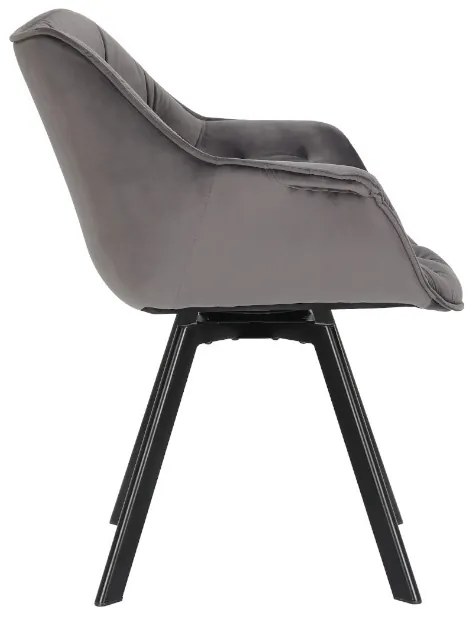 Designová otočná židle Kiara II šedý samet