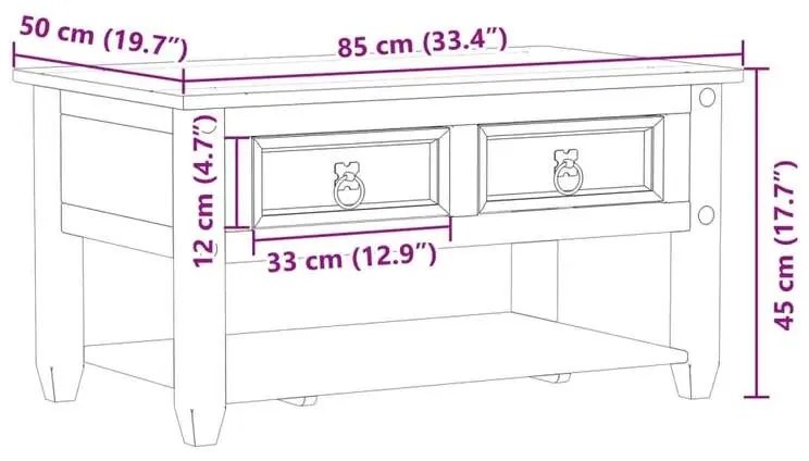 Konferenční stolek, masivní borovicové dřevo, přírodní, NoBi LEON