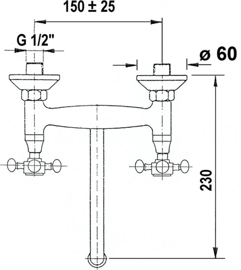 Reitano Rubinetteria ANTEA nástěnná retro baterie, zlato 3065Z